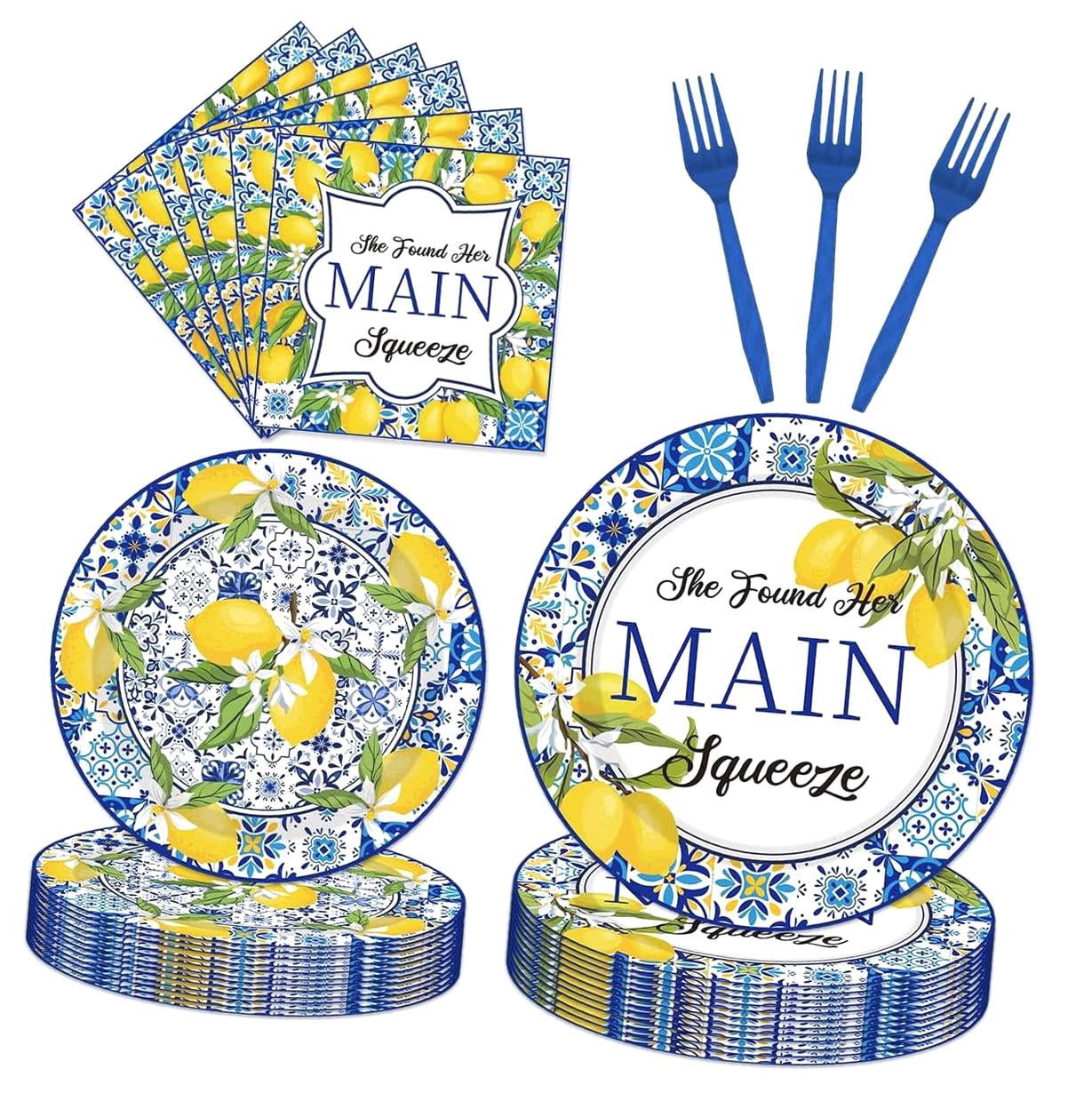 BESTKITTY 96PCS She Found Her Main Squeeze Plates and Napkins Party ...