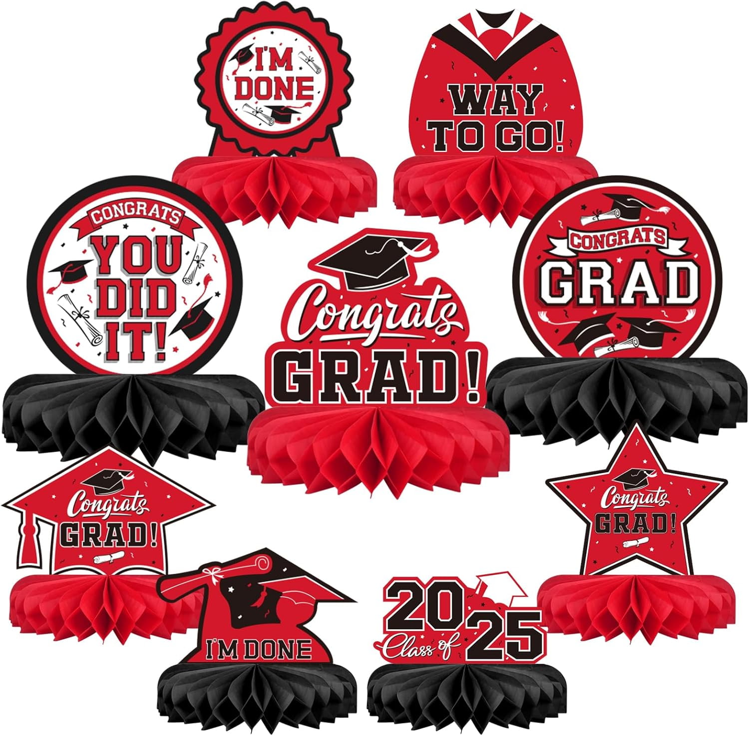 BESTKITTY 9PCS Graduation Decorations 2025 Congrats Grad Table ...