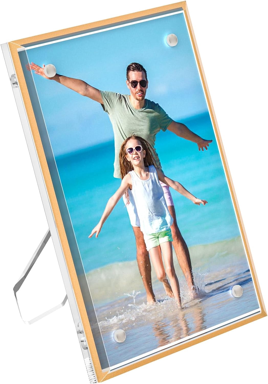 BESTKITTY Acryl 3.5 Pture F with Gold Edge, Clear Magnet Tabletop 5x3.5 ...
