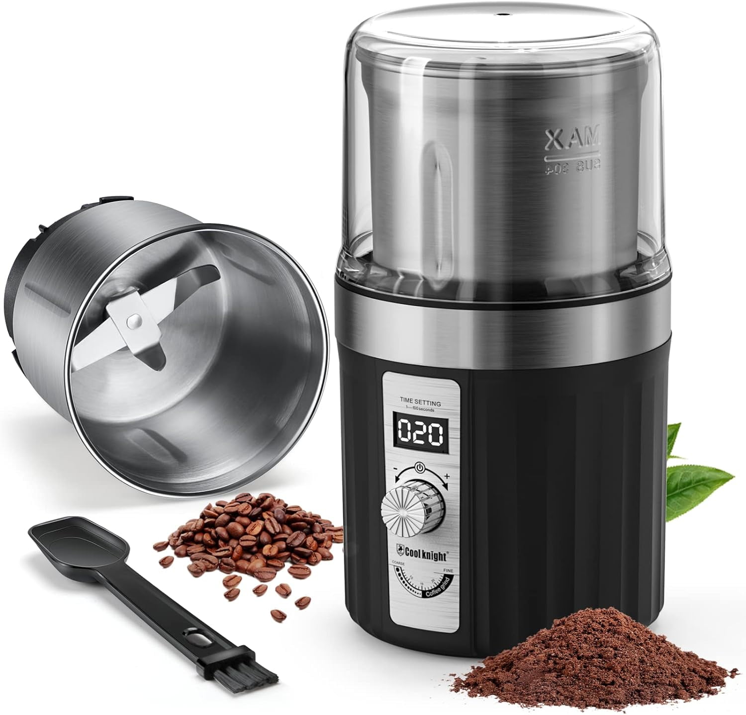 BESTKITTY Adjustable Coffee Grinder Electr, with Timing Setting and ...