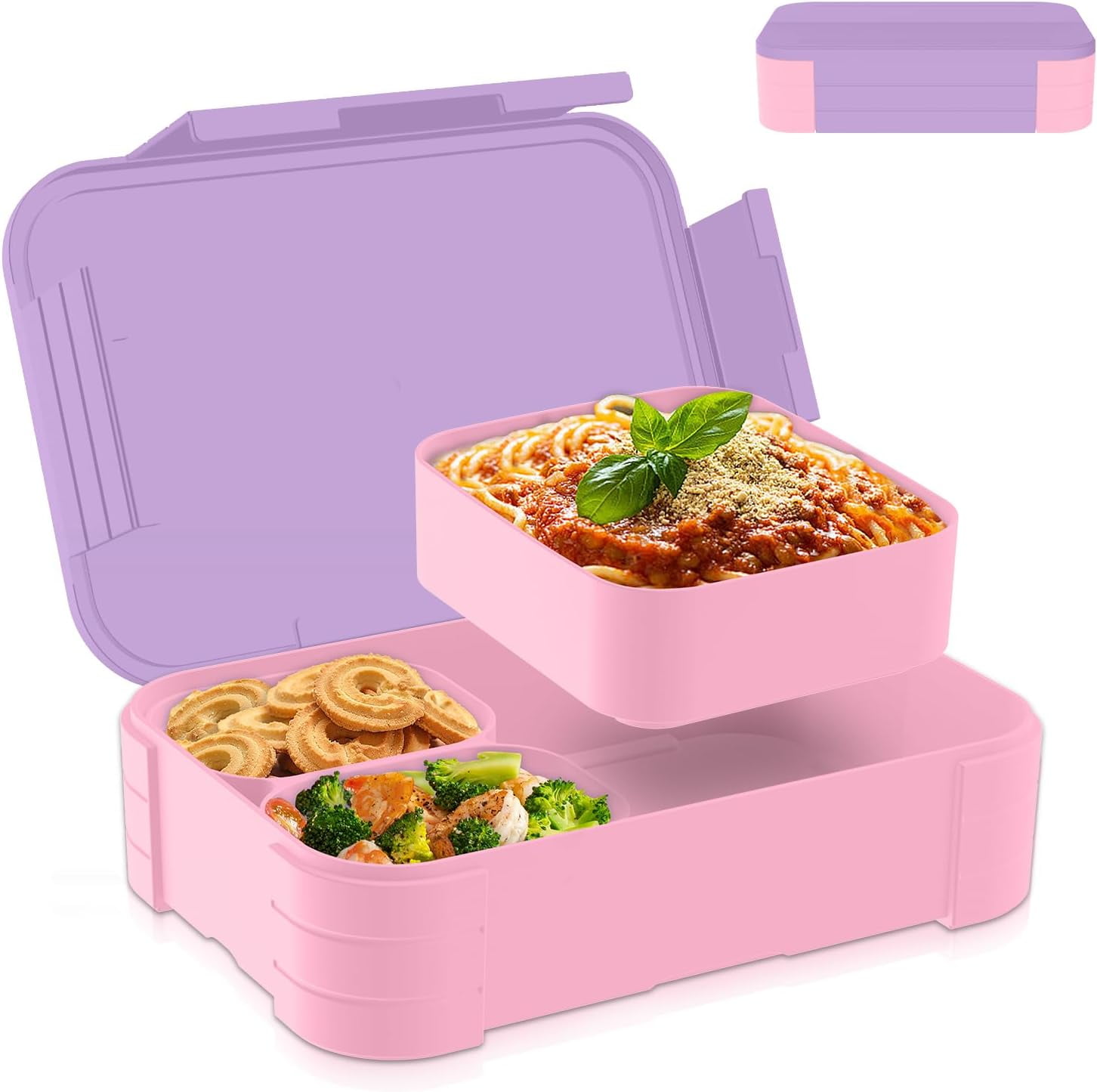 BESTKITTY Adult Lun Box, 100% Leak-of Bento Lun Box for Adults with 3 ...