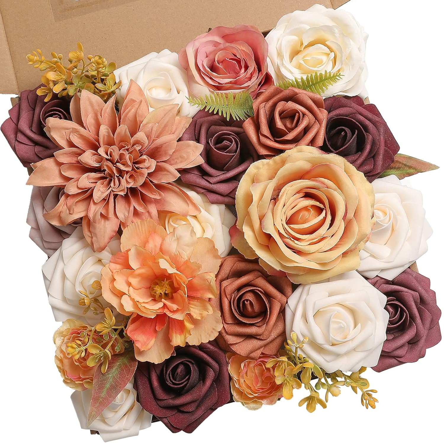 BESTKITTY Arti Combo Set Fake Flower Leaf Box with Stems for DIY ...