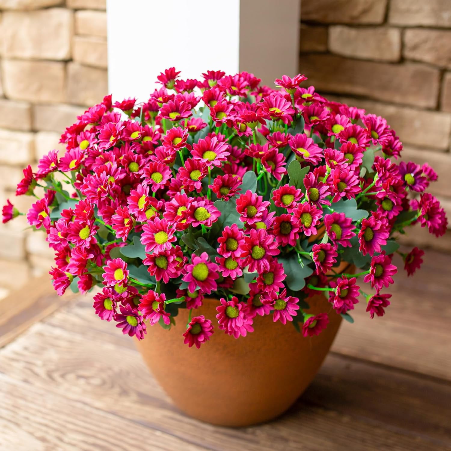 BESTKITTY Arti for Outdoors Sp Decoration, 6 Bundles Fake Daisy Flowers ...
