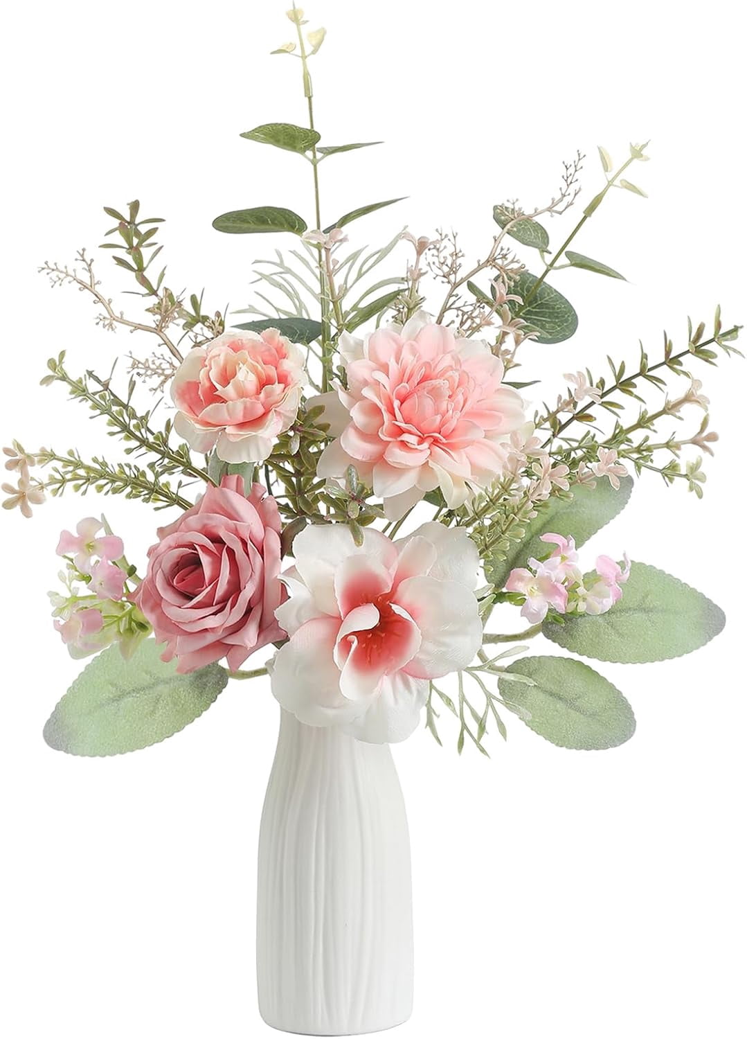 BESTKITTY Arti in Small Ce Vase-Blue Fake Flowers Floral Arrangements ...