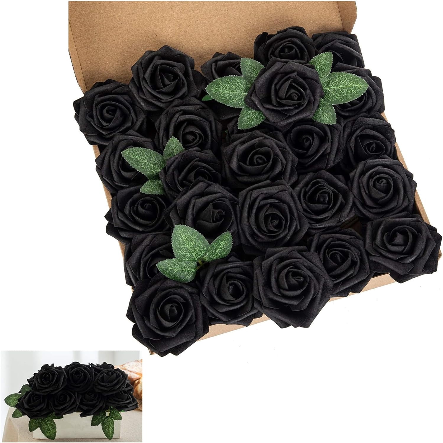 BESTKITTY Artiial Bla Flower Foam Rose 25pcs Real Lo Fake Rose with ...