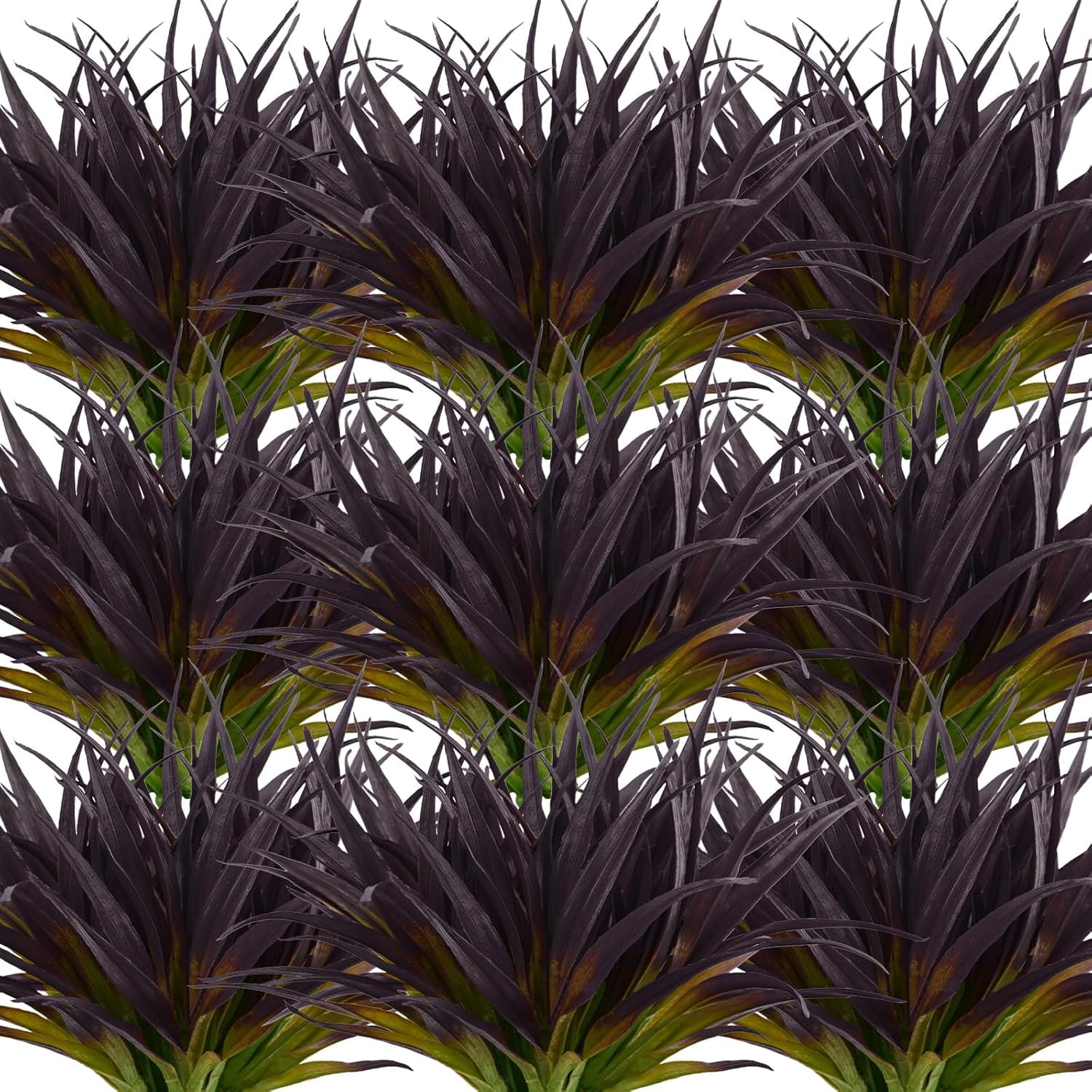 BESTKITTY Artiial Fake Grass, 24 PCS Outdoor Faux Plast Plants Greenery ...