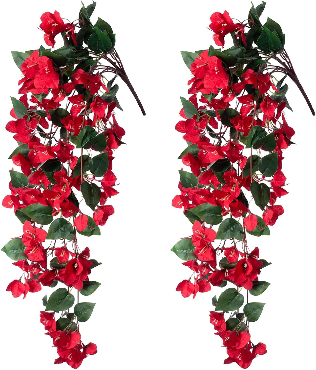 BESTKITTY Artiial Fake Hanging Flowers Plant for Outdoor Outside Decoration, 2 PCS Faux Silk ...