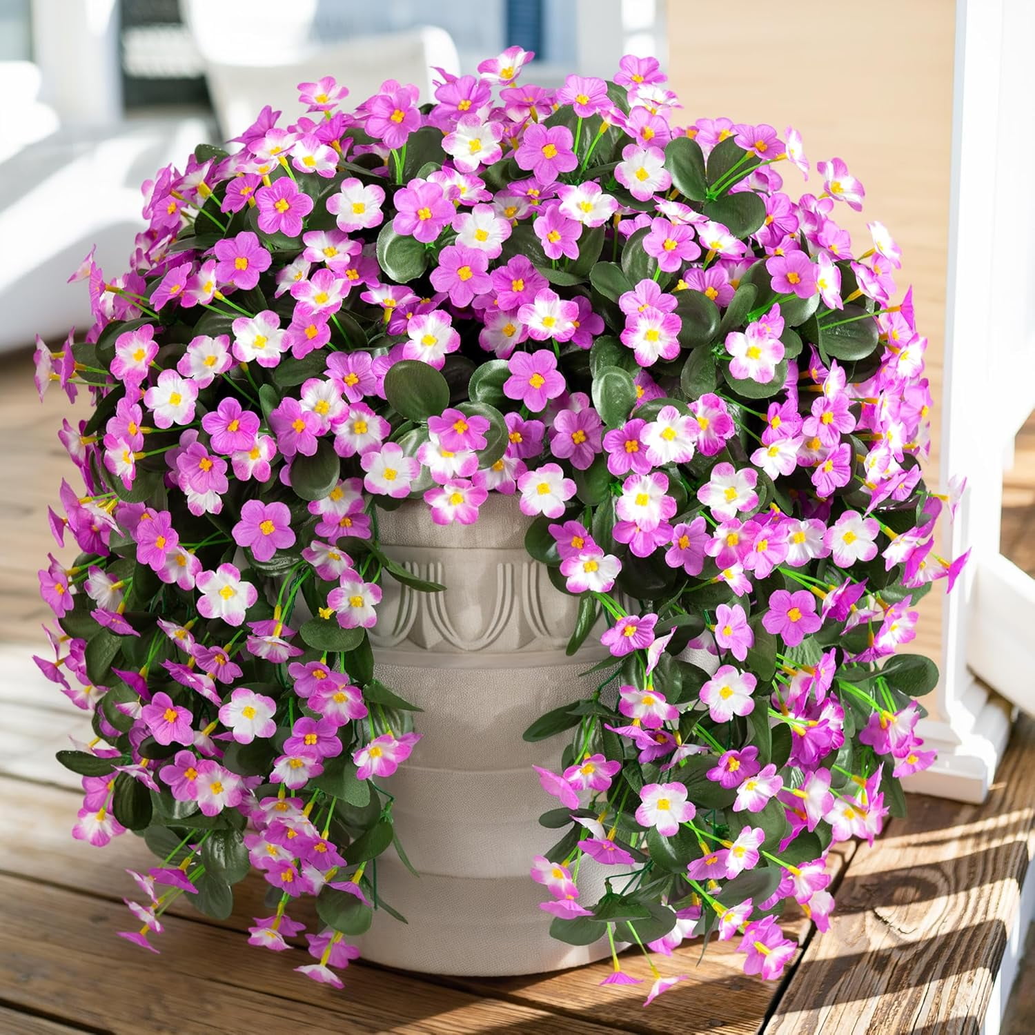 BESTKITTY Artiial Fake Hanging Plants Flowers for Outdoor Outside, 2 ...