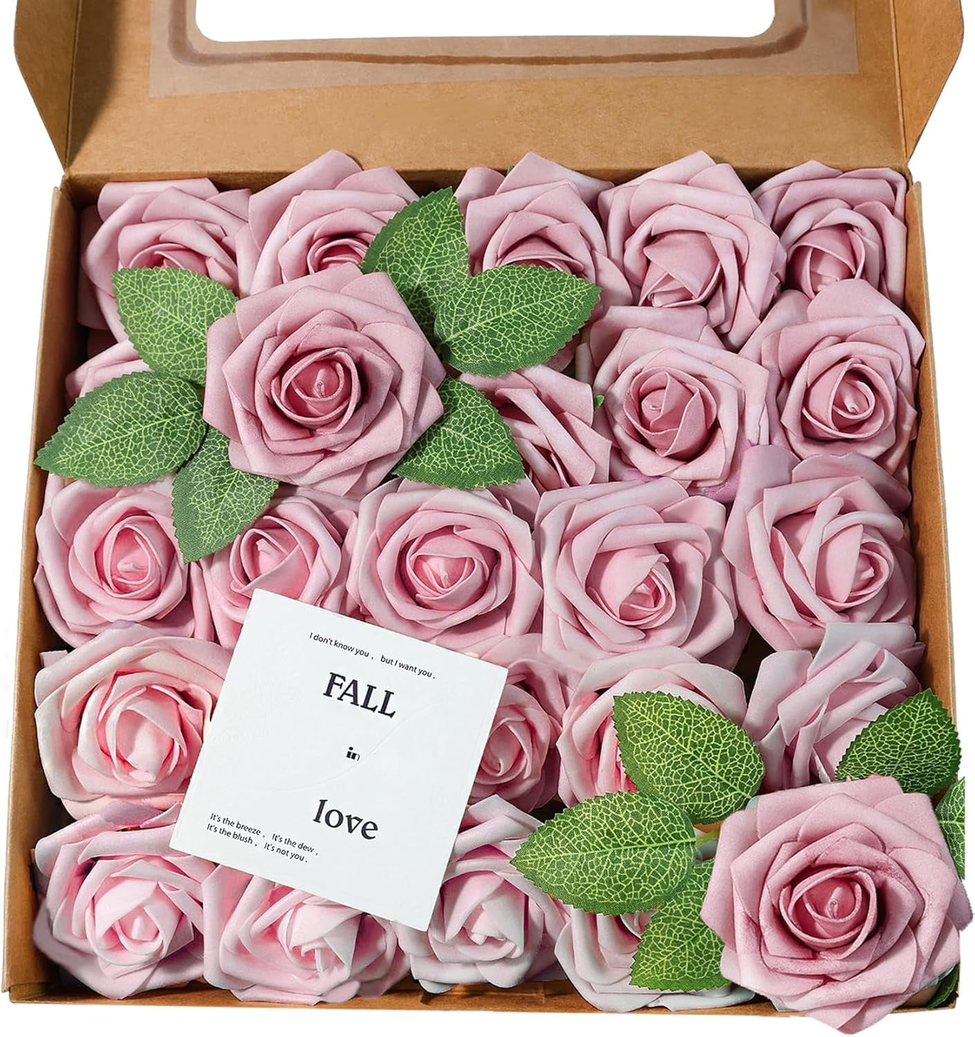 BESTKITTY Artiial Flower 25pcs Real Tou B Pink Rose Fake Foam Roses ...