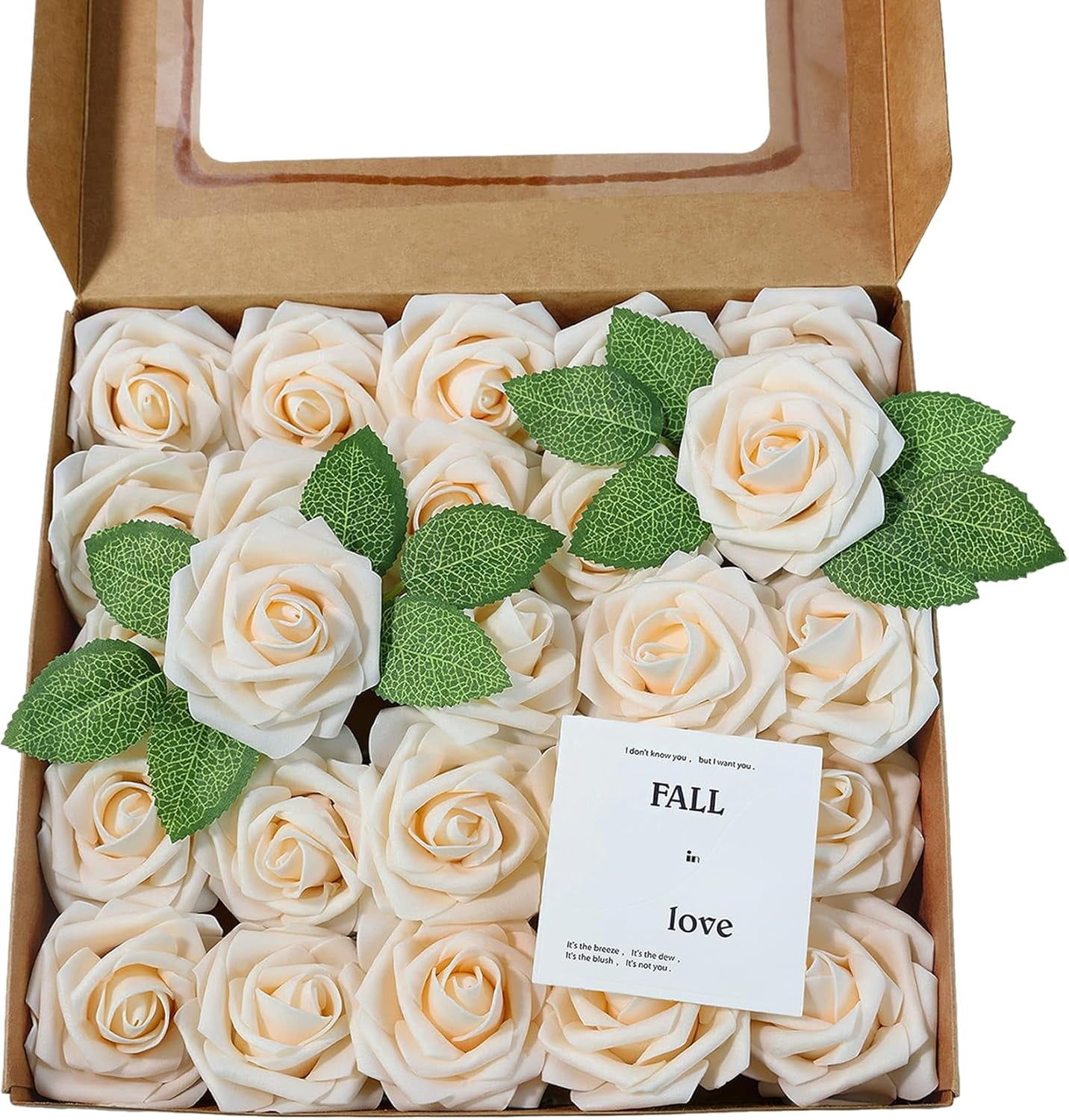 BESTKITTY Artiial Flower 25pcs Real Tou ampagne Rose Fake Foam Roses ...