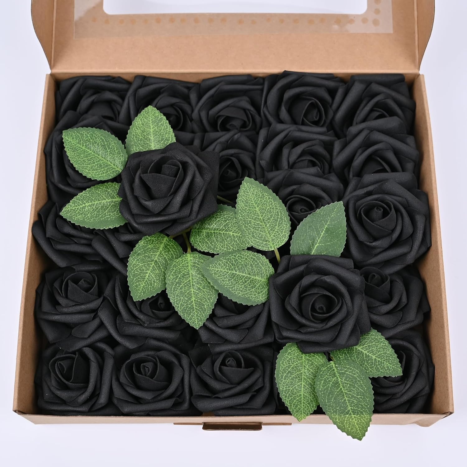 BESTKITTY Artiial Flower Bla Roses 25pcs Real Lo Fake Roses with Stems ...