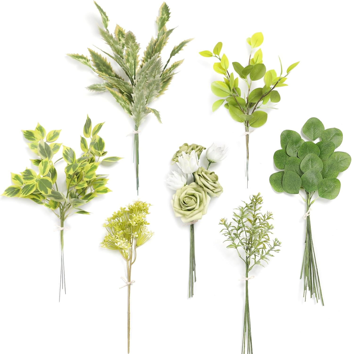 BESTKITTY Artiial Greenery Stems Box Set,(Pa of 42pcs) with 7 Kinds of ...