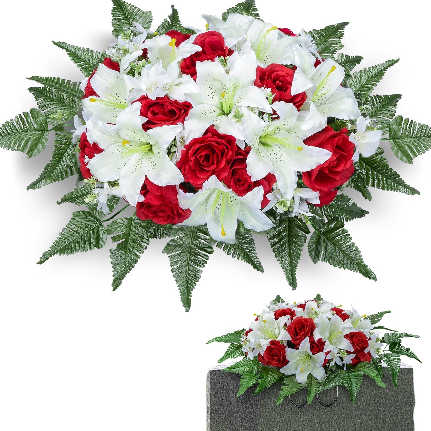 BESTKITTY Artiial etery Flower Saddles for Graves, etery Memorial ...