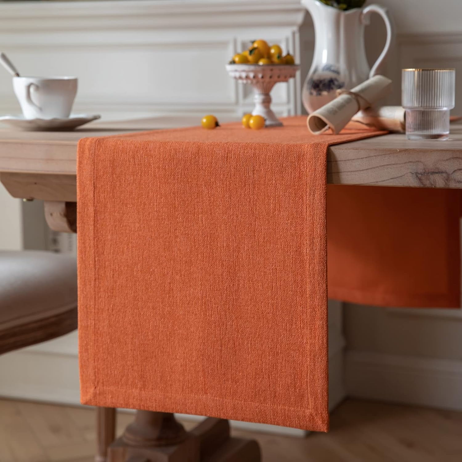 BESTKITTY B Style Farmhouse Table Runners 108 Ines Long, Burnt Orange ...