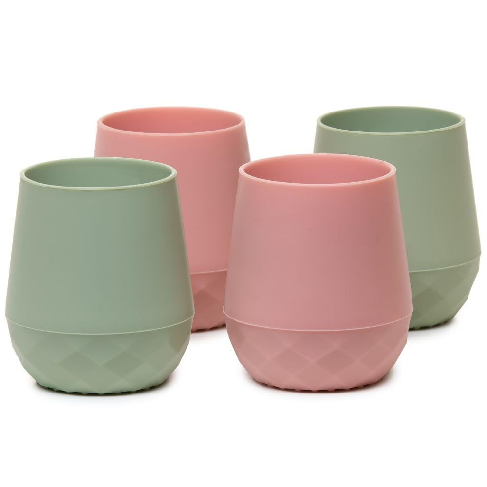 BESTKITTY Baby Led Weaning Cups - Set of Four (Pink & Green) - Walmart.com
