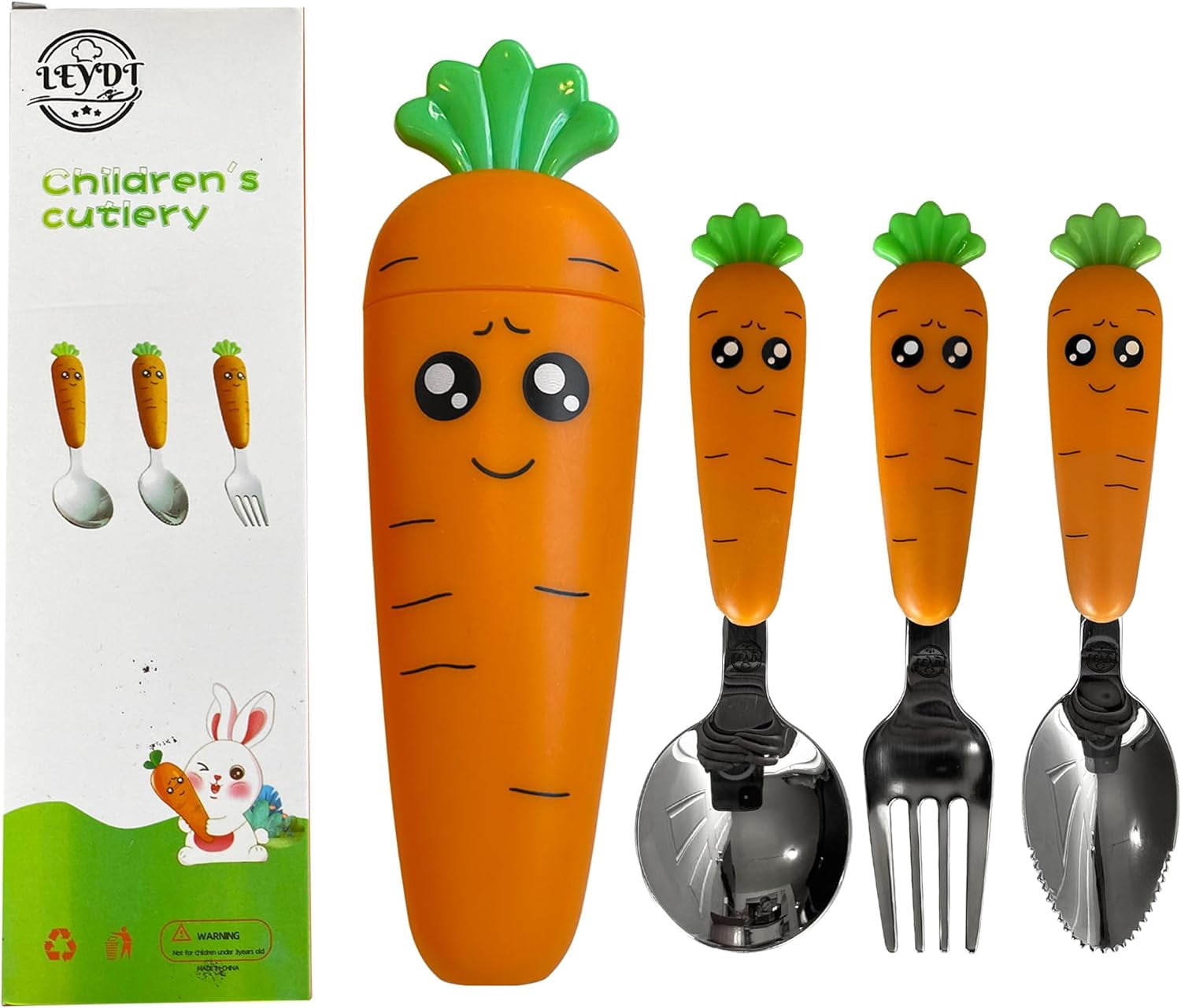 BESTKITTY Baby Spoons with | 3 Pcs Easy Grip Baby Cutlery Set with Case ...