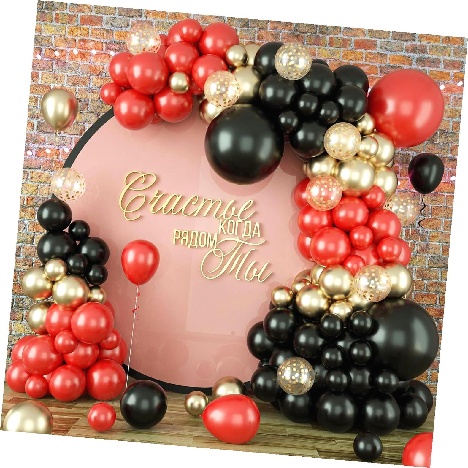 BESTKITTY Balloon Garland Arch Kit, 115 Pieces Black Red Balloon Arch ...