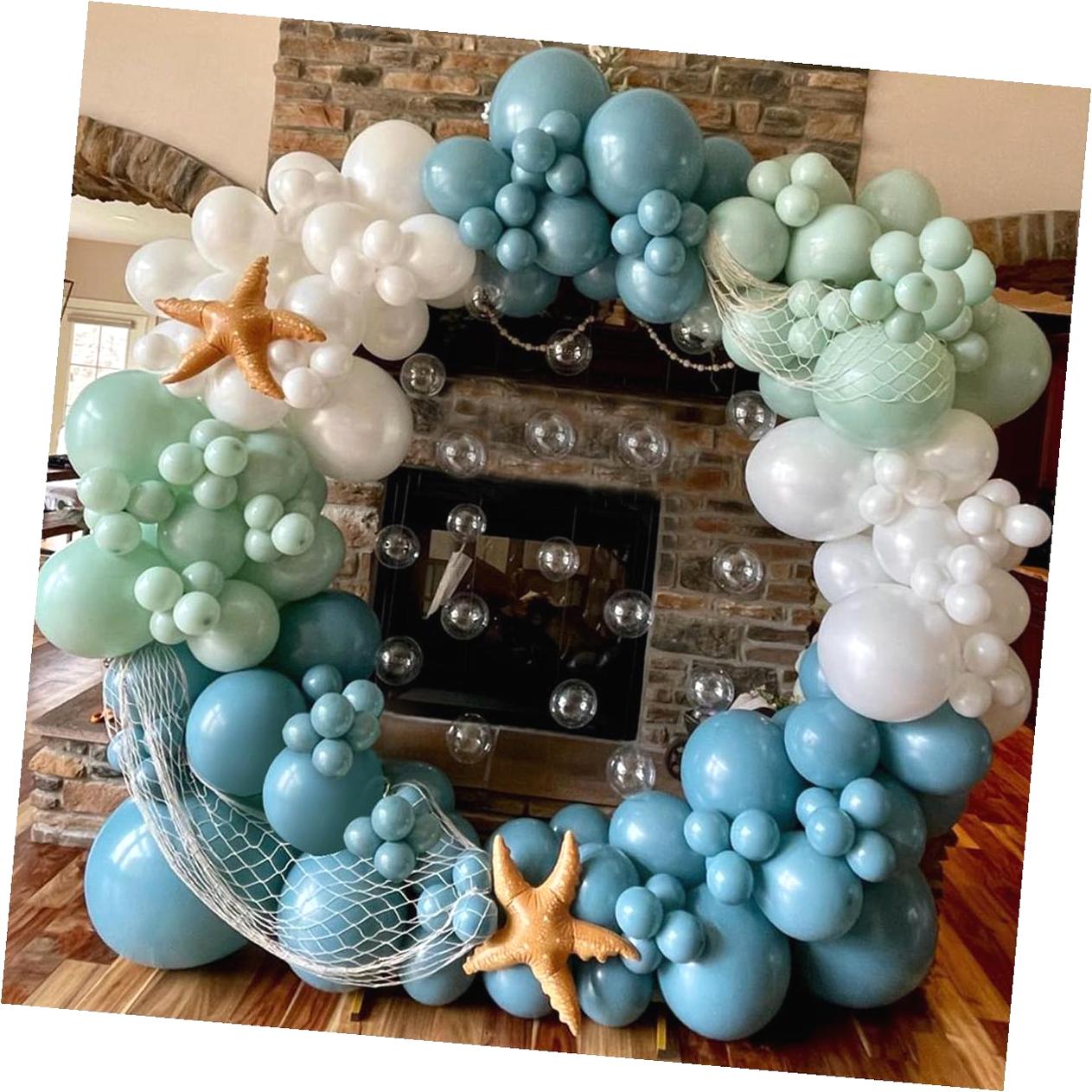 BESTKITTY Balloon Garland Kit Under the Sea - White Macaron Green Deep ...