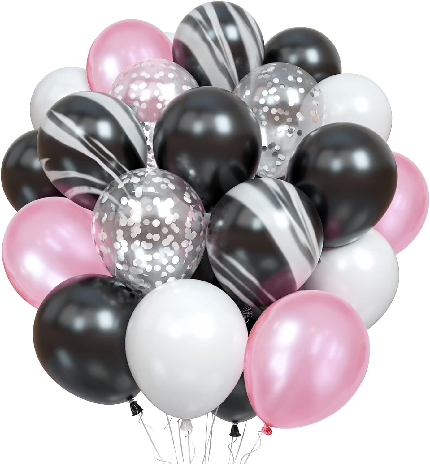 BESTKITTY Balloons Bla and Pink, 60 Pas 12 In Pink Bla White Latex ...