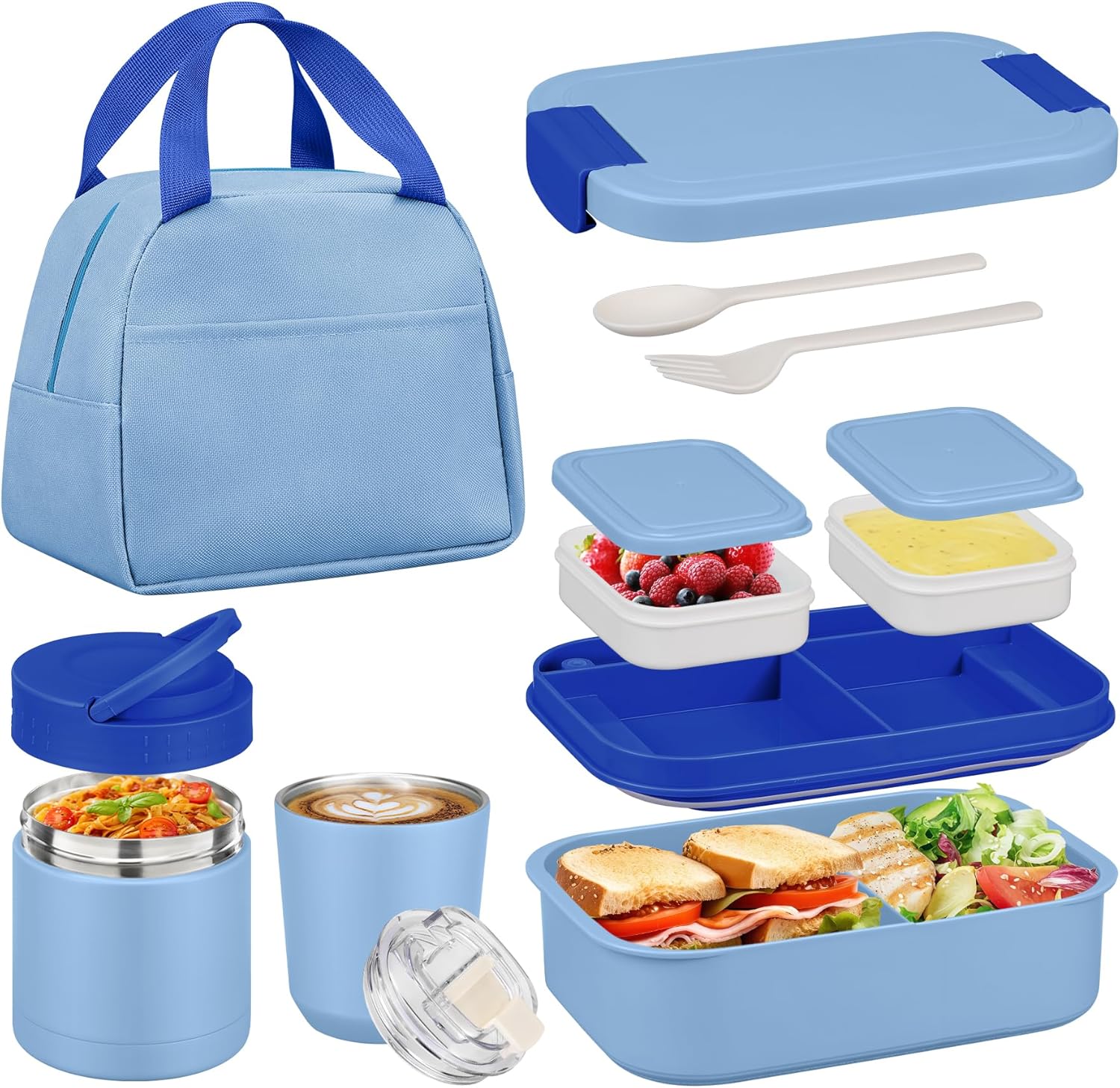 BESTKITTY Bento Lun Box Set with 10.5oz Soup Thermo Food Jar for Adults ...