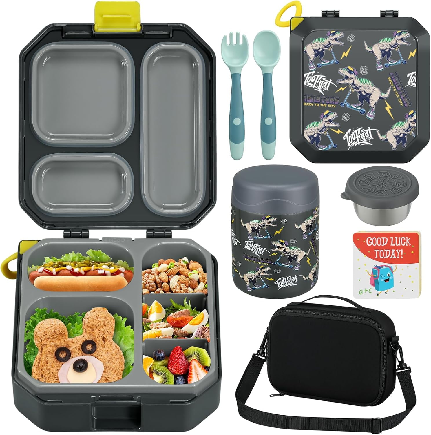 BESTKITTY Bento Lun Box Set for Kids with 12oz Soup Thermo&Lun Bag ...