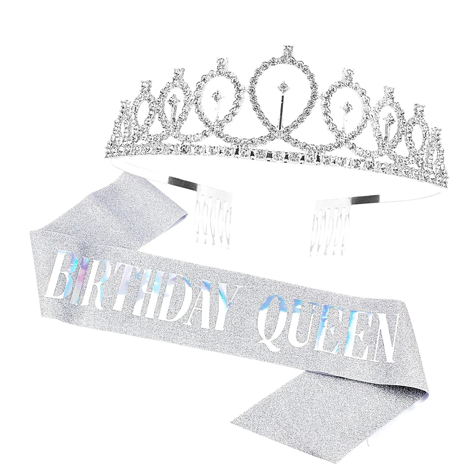 BESTKITTY Birthday Tiara and Queen Sash Ensemble - Vibrant Lettering ...