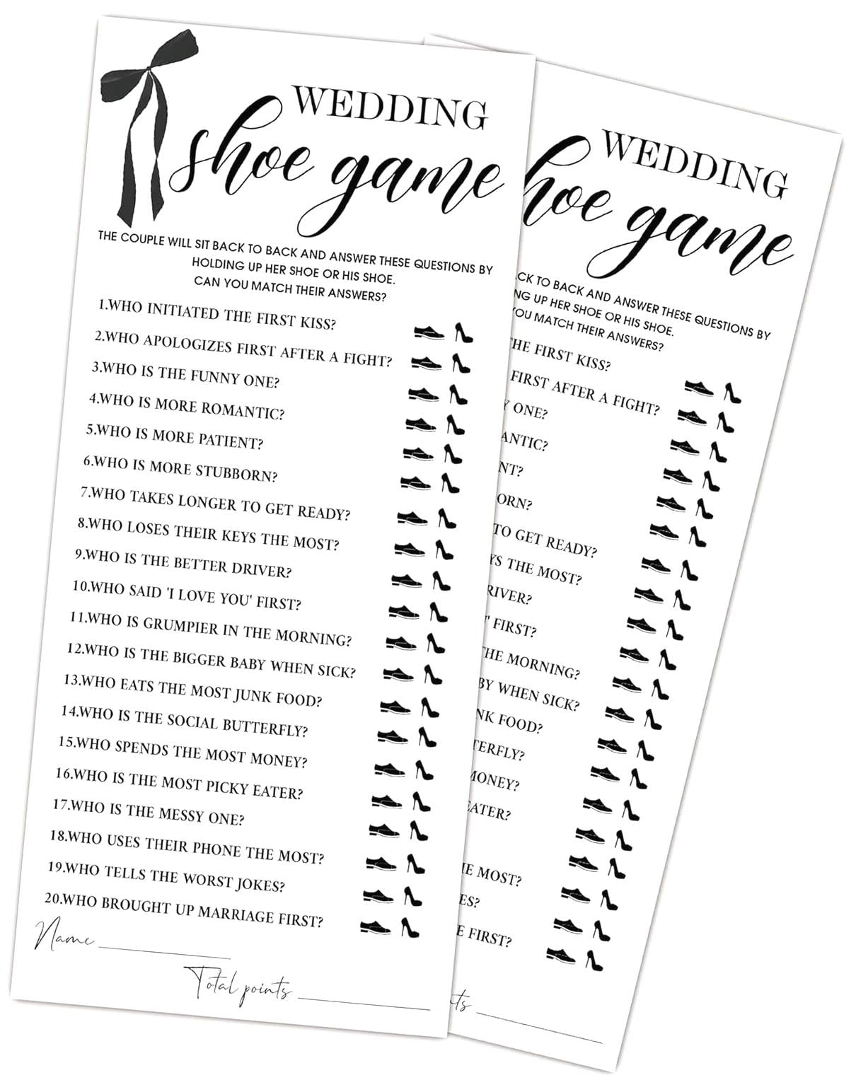 BESTKITTY Black Bow Wedding Shower Games, 25 Different Games for 25 ...