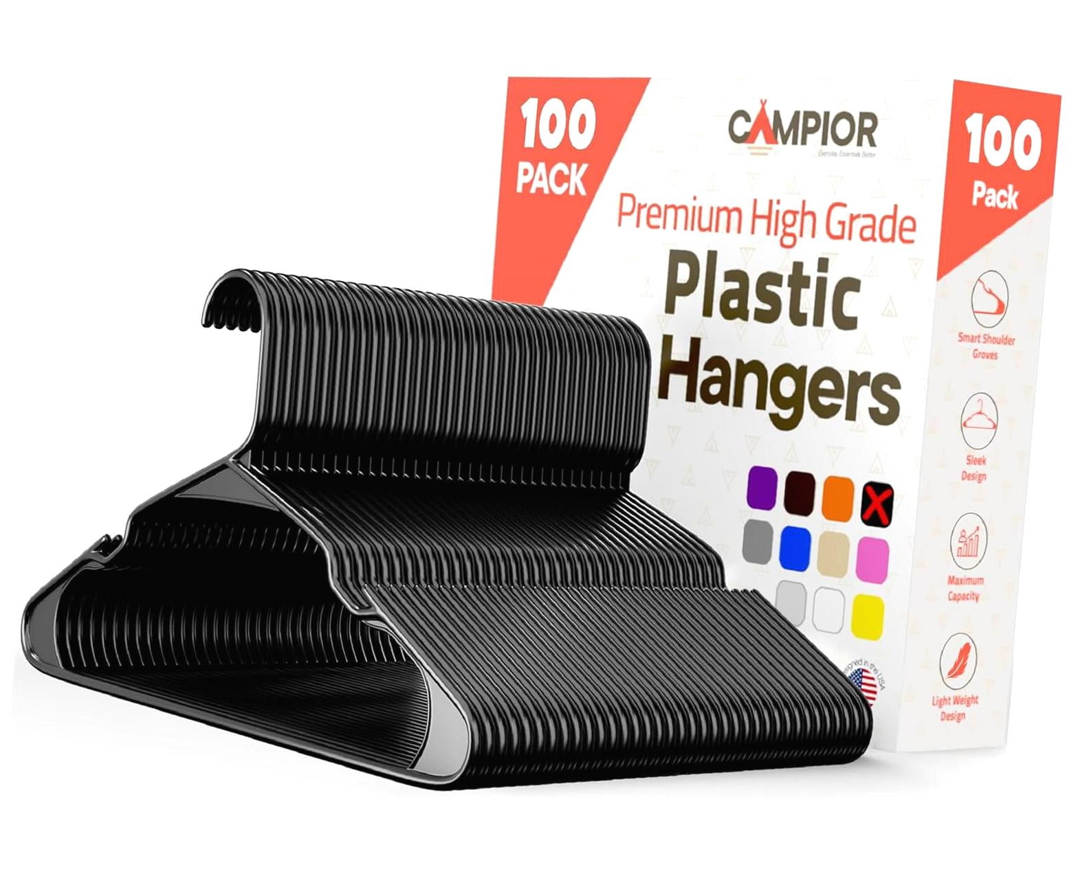BESTKITTY Black Plastic Hangers 100 Set – Heavy-Duty, Slimline, Space ...