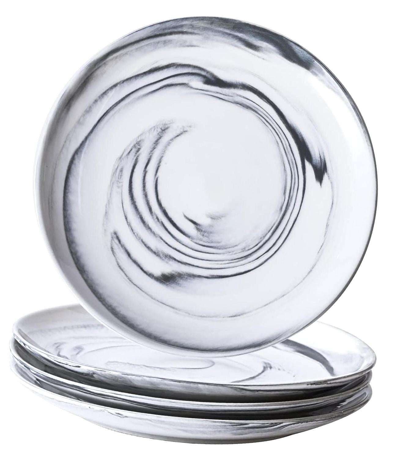 BESTKITTY Blue Marbled 10 inch Ceramic Dinner Plates,Set of 4,Microwave ...