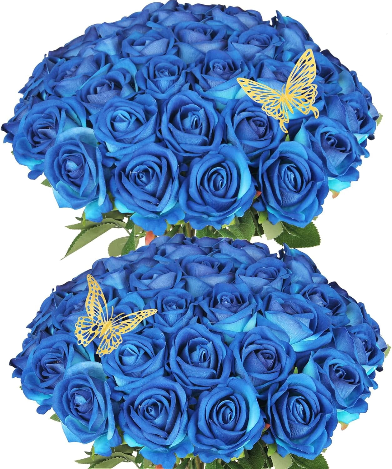 BESTKITTY Blue Roses Arti Velvet Silk Roses Fake Flowers Faux Artiial ...