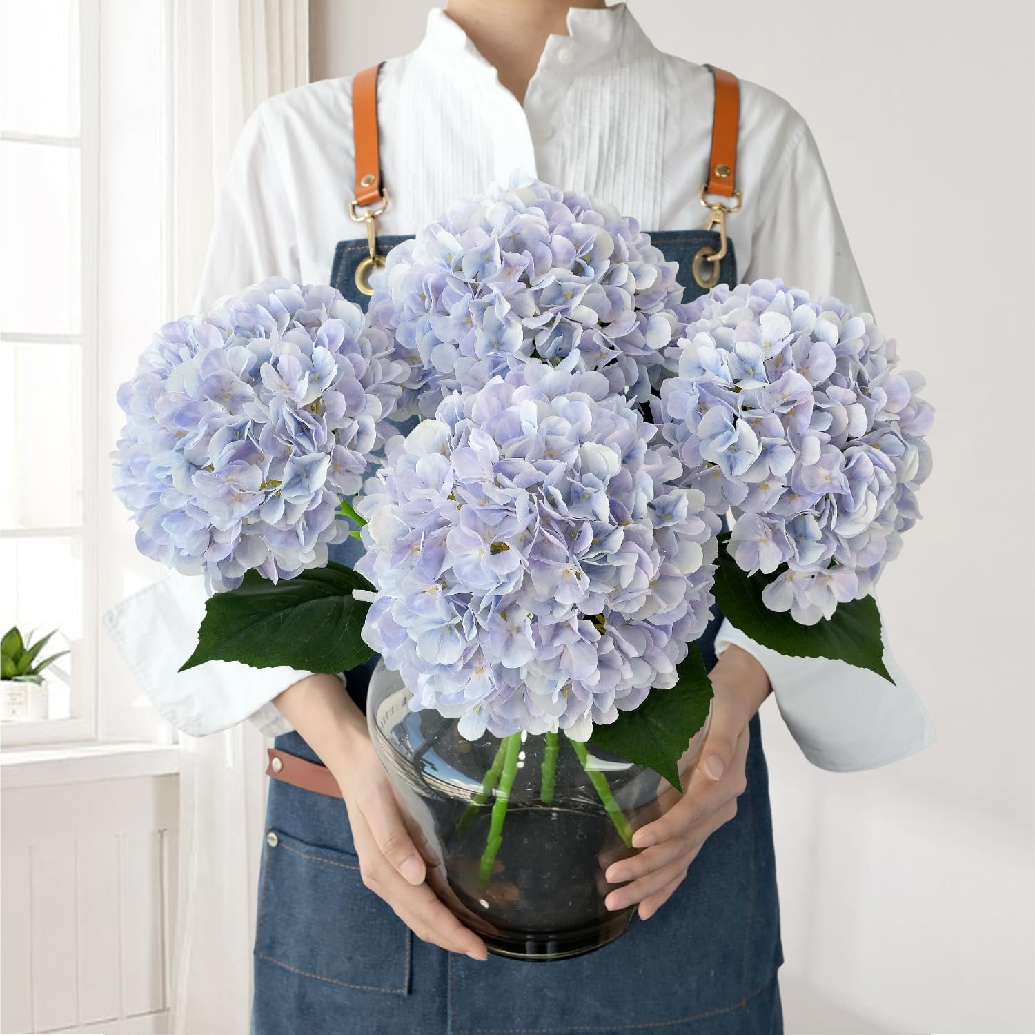 BESTKITTY Boho Fake Hydrangea Arti, 4Pcs 22" Large Life Silk Artiial ...