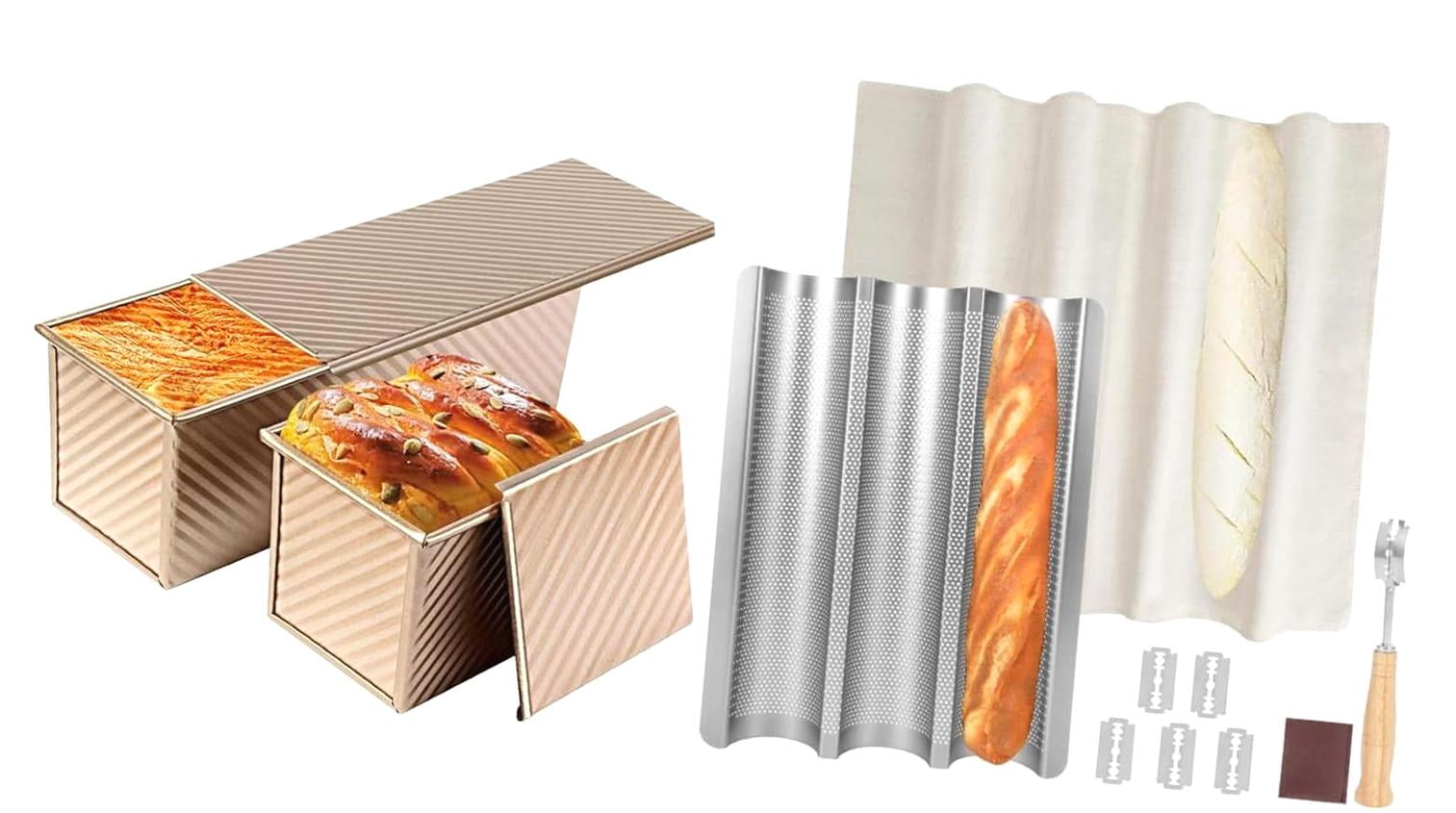 BESTKITTY Bread Pan Collection, Nonstick Baking Tray, Pullman Loaf Pan ...