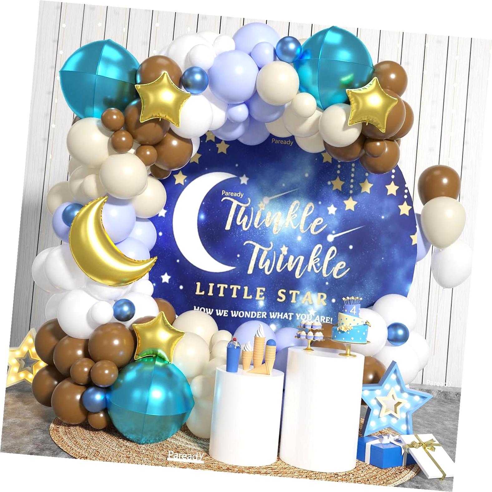 BESTKITTY Brown Blue Balloon Garland Set, 120 Pieces, Blue Brown White ...