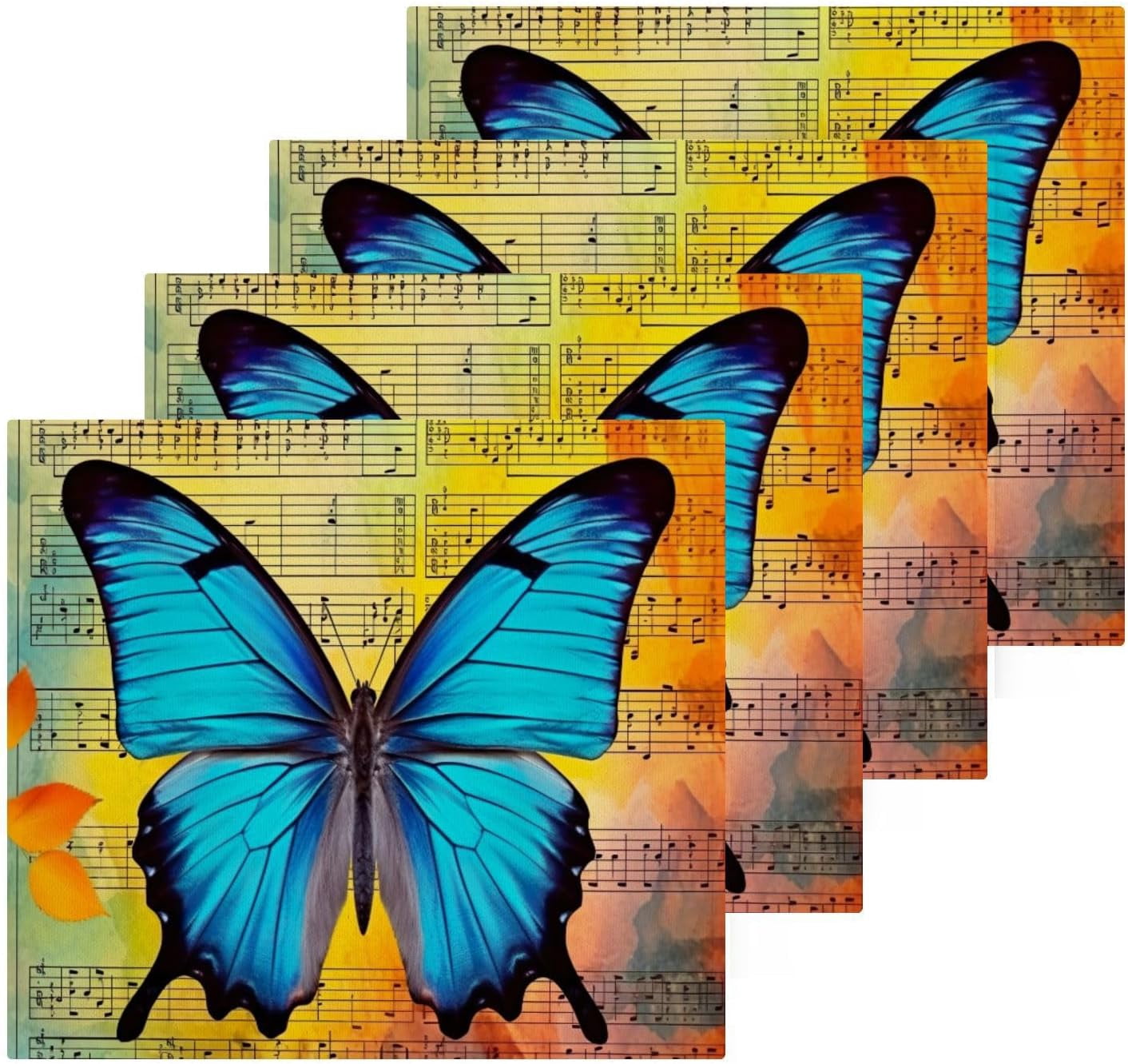 BESTKITTY Butterfly Musical Note Washcloths Towels, Highly Absorbent ...