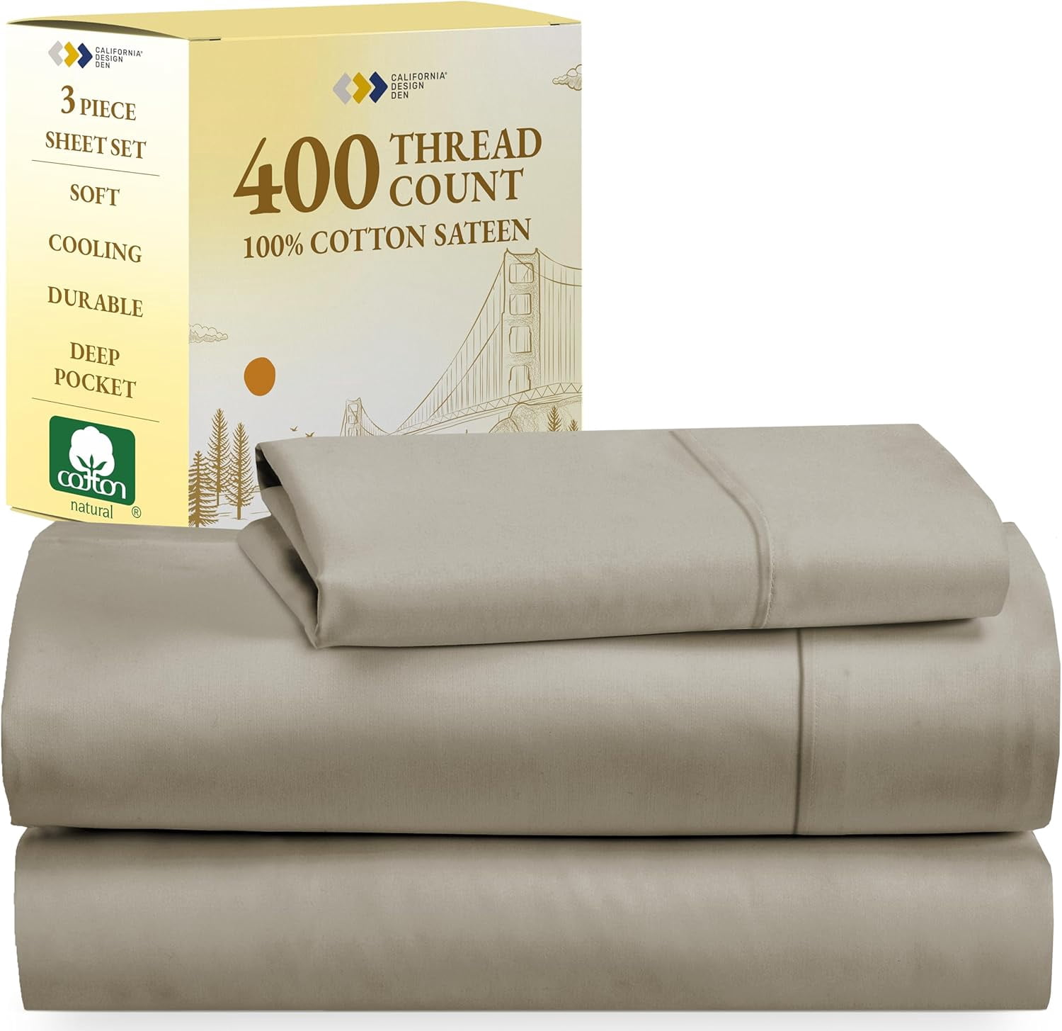 BESTKITTY California Dgn Den Soft Twin Sheets Set - 400 Tead Count ...