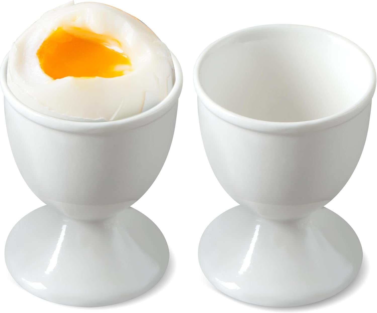 BESTKITTY Ce Cup Set of 2 White Porcelain Holder Breakfast Boiled Co ...