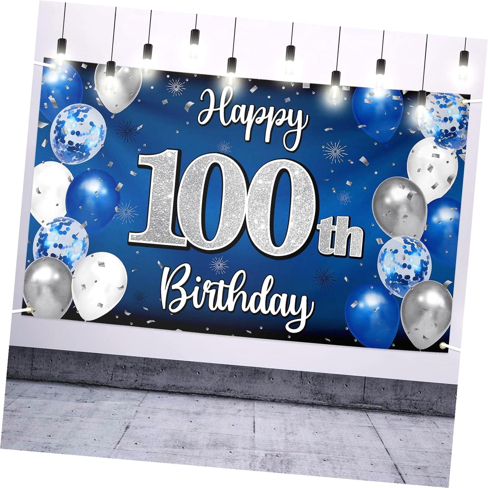 BESTKITTY Centennial Birthday Decorations, Featuring Blue & Silver ...