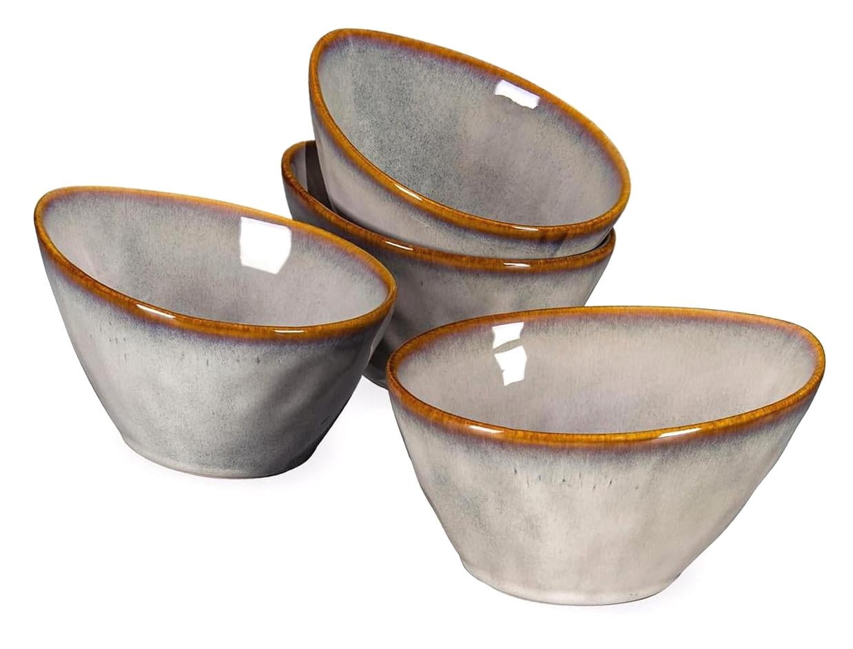 BESTKITTY Ceramic Breakfast Bowls, Set of 4 Irregular Shaped Pasta ...