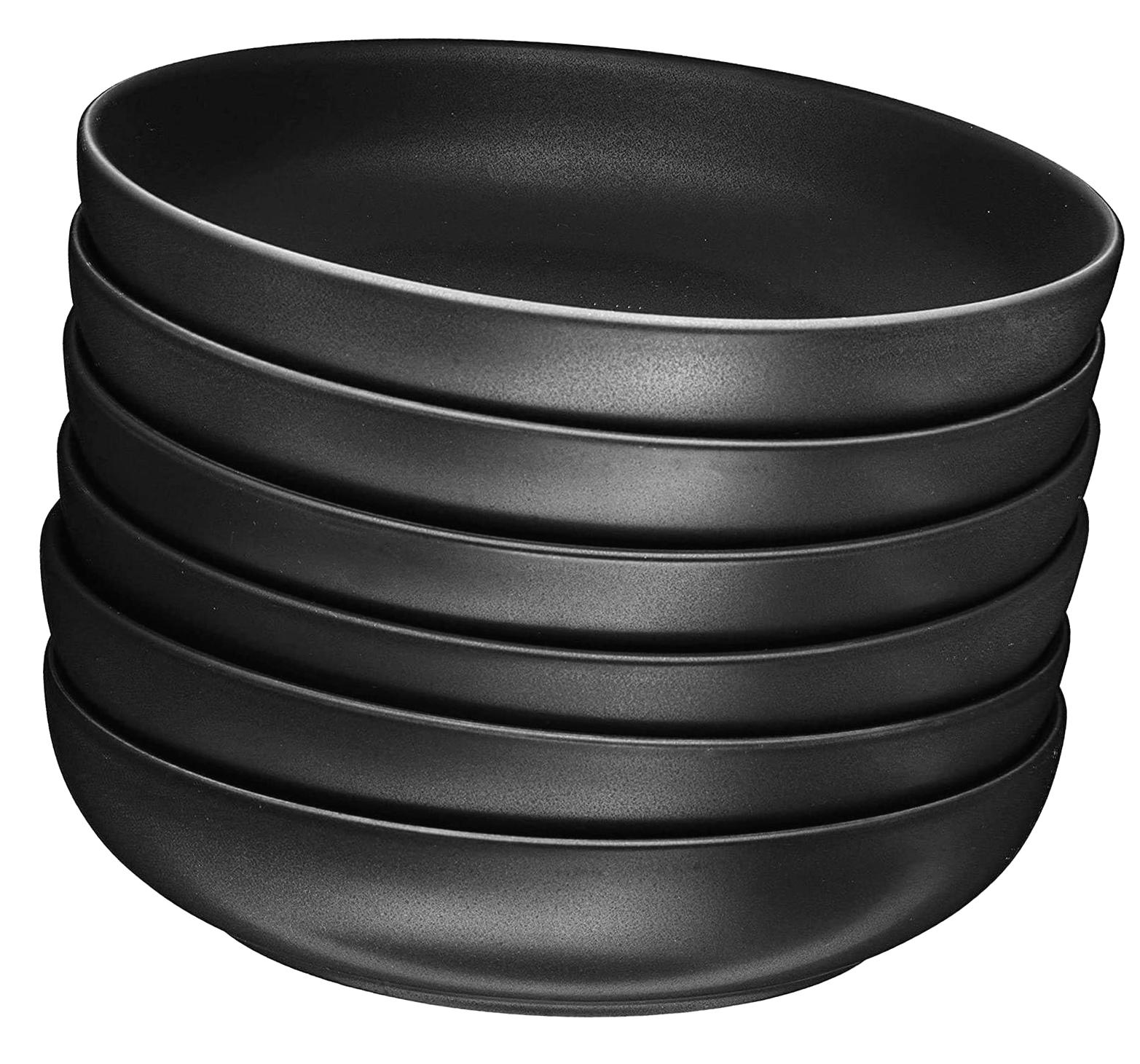 BESTKITTY Ceramic Salad, Cereal And Set Of 6, Low-Profile Dining Bowls ...