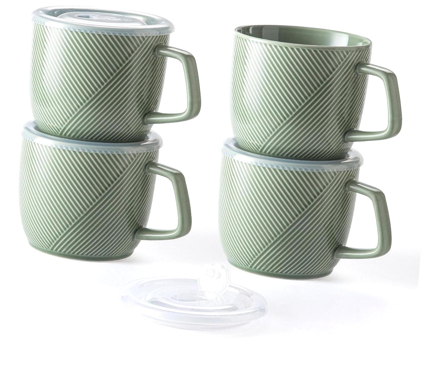 BESTKITTY Ceramic Soup Bowls with Lid & Handle: 32 oz Microwave Safe ...