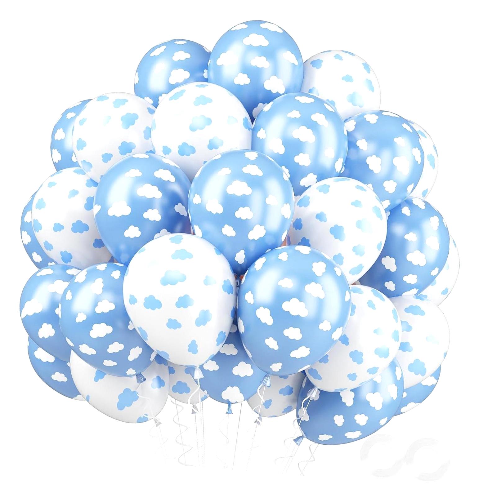 BESTKITTY Cloud Balloons, 52 Pieces 12 Inch Blue White Balloons With ...