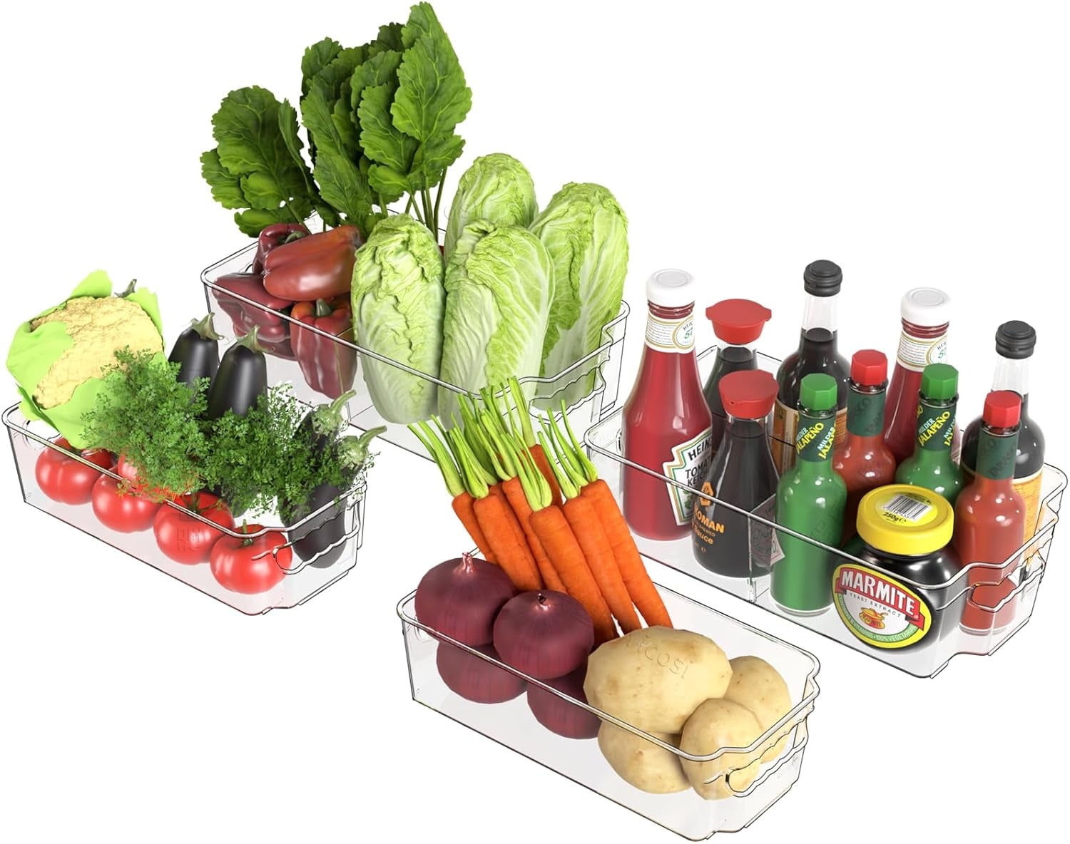 BESTKITTY Cq acryl Refrigerator Organizers and Storage,4Pcs Large ...