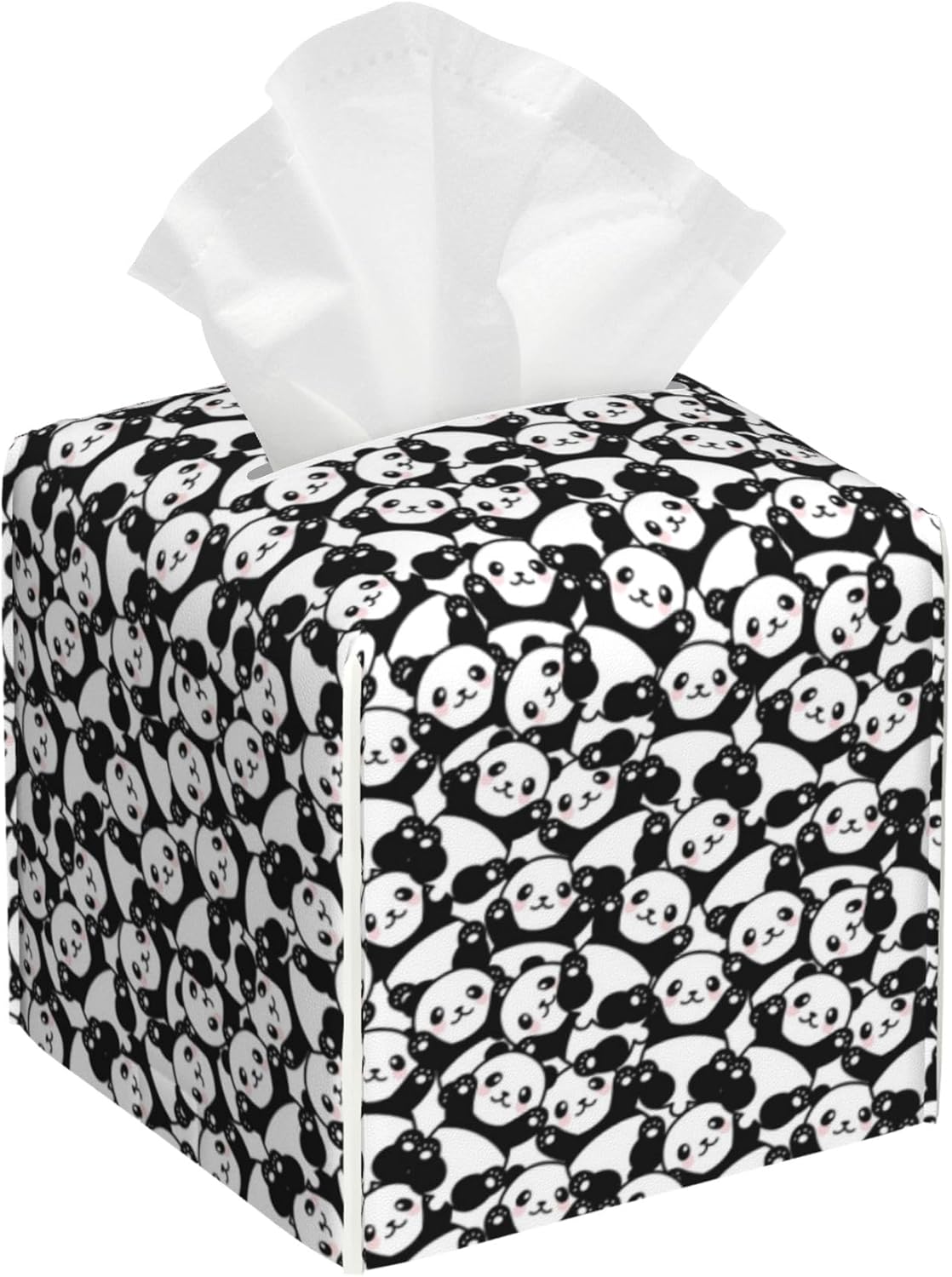 BESTKITTY Cute Panda Tissue Box Cover Leather Tissue Box Holder Square ...