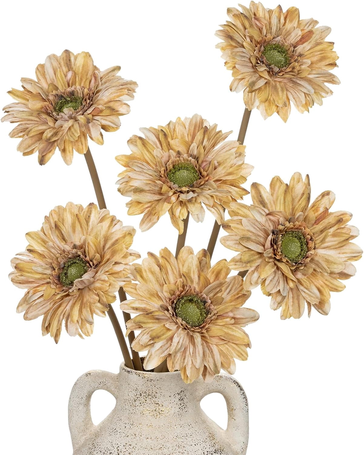 BESTKITTY Daisy Flowers Artiial Stems 6PCS Gold a Daisy Flowers Faux ...
