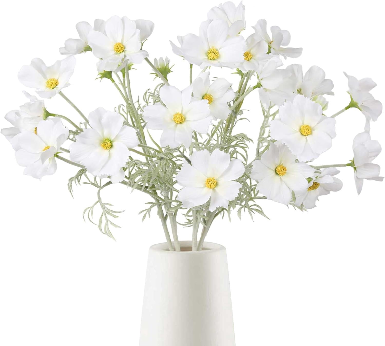BESTKITTY Daisy Flowers Artiial White Cosmos Silk Flowers 5PCS Fake ...