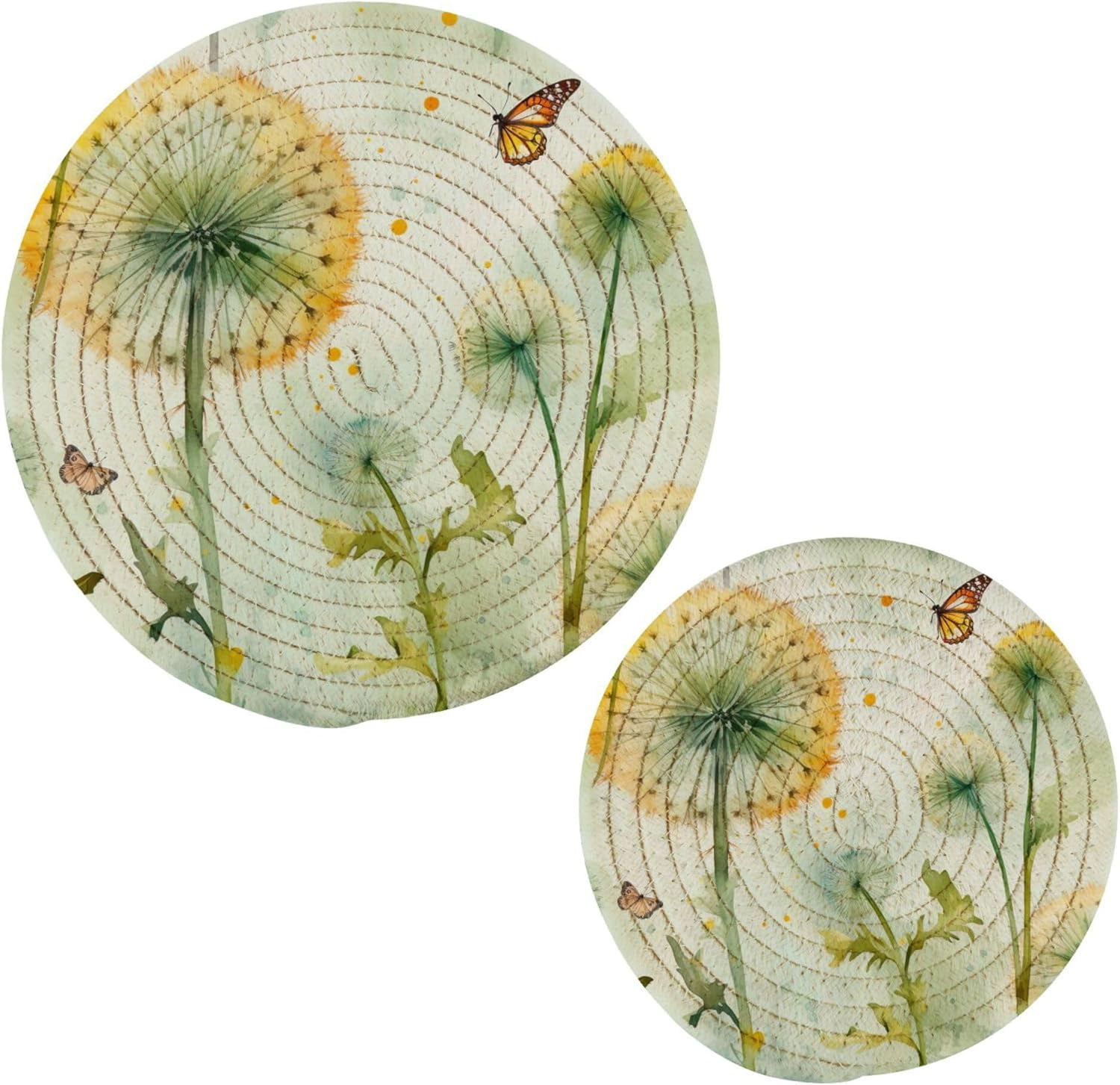 BESTKITTY Dandelion Butterfly Trivets Pot Holders Set of 2 Decoration ...