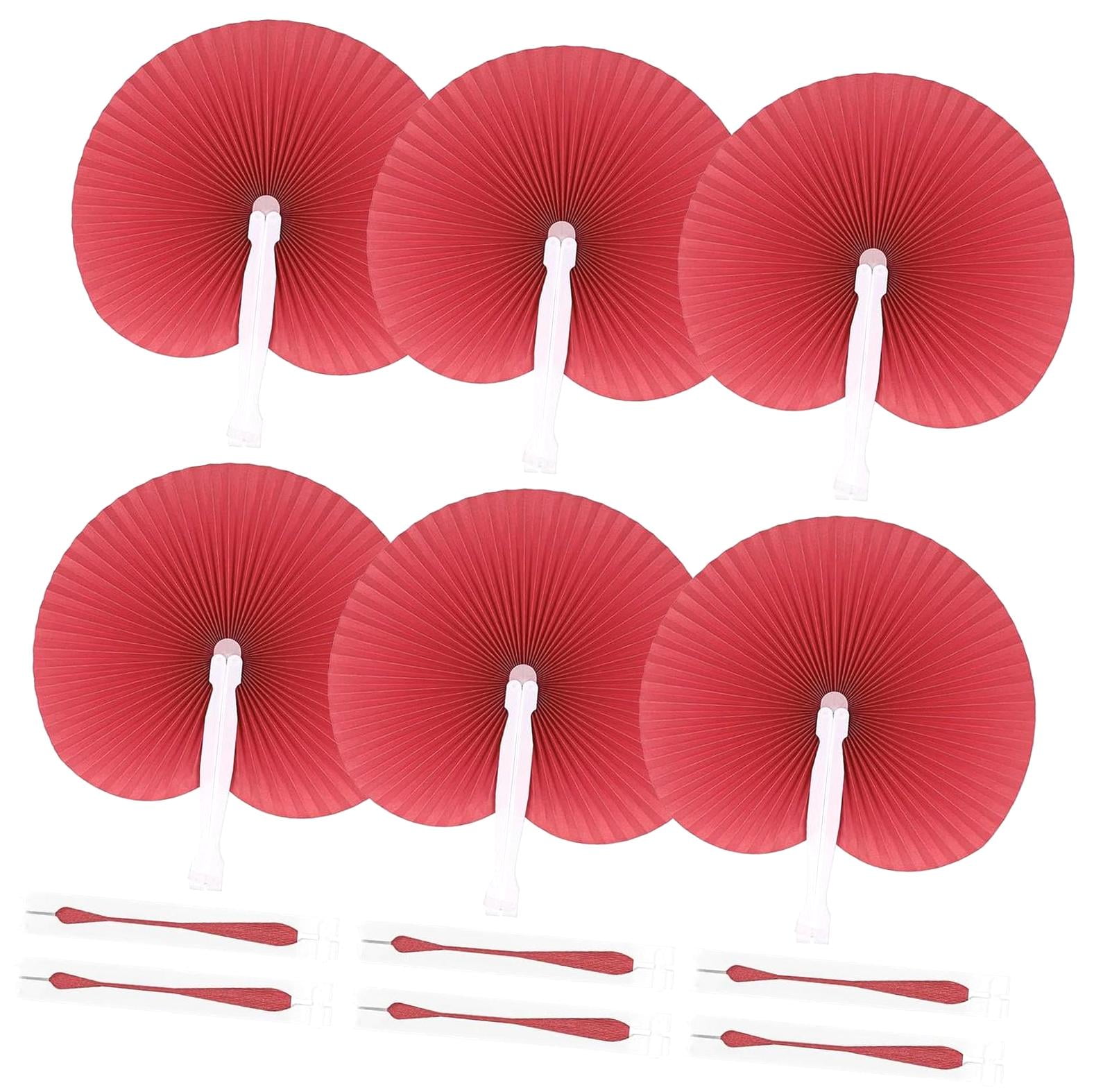 BESTKITTY Decorative Round Hand Fan Foldable, 12 Packs White Folding ...