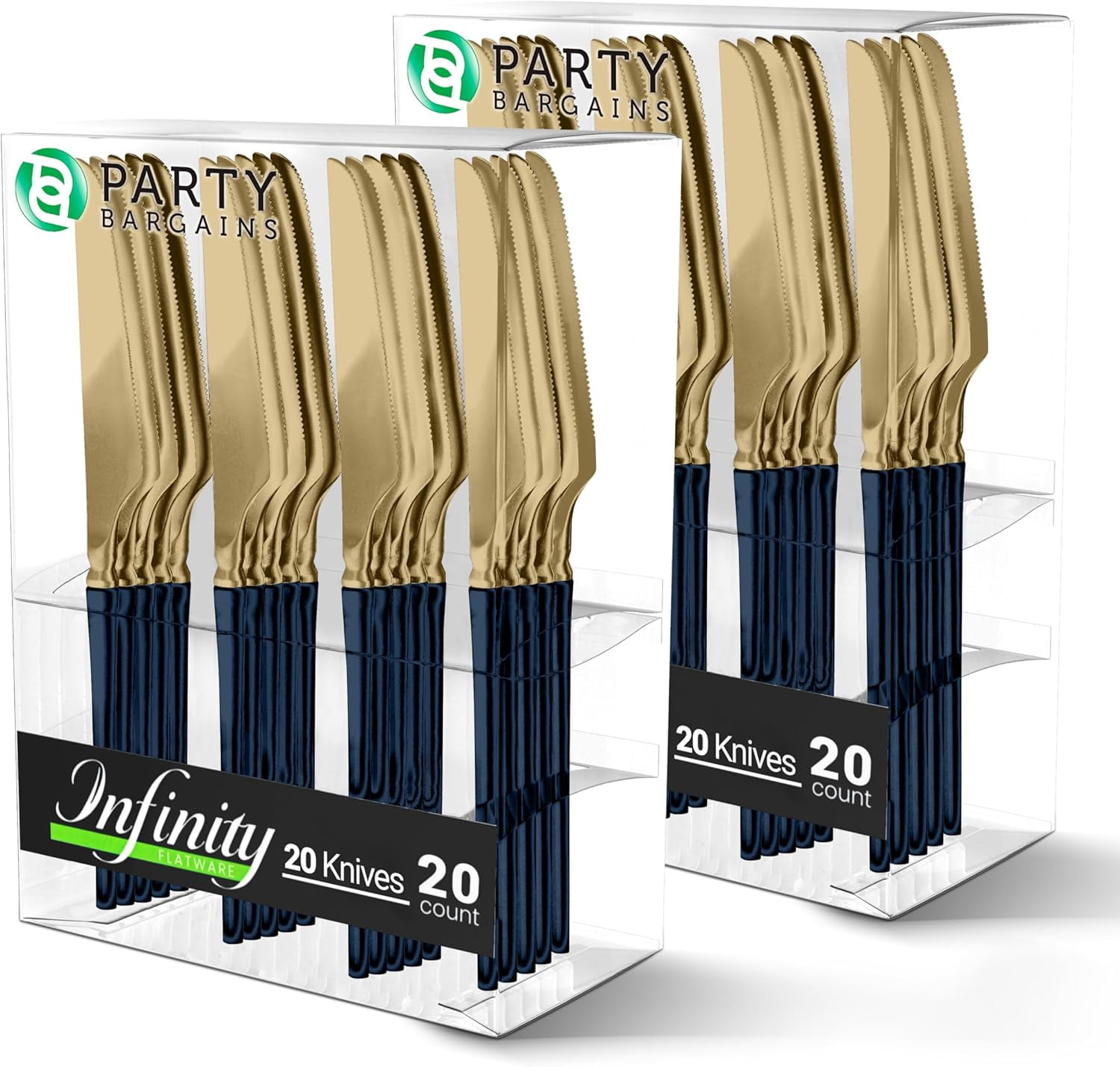 BESTKITTY Disposable Plast Navy Gold Dinner Knives, In Modern Dgn ...