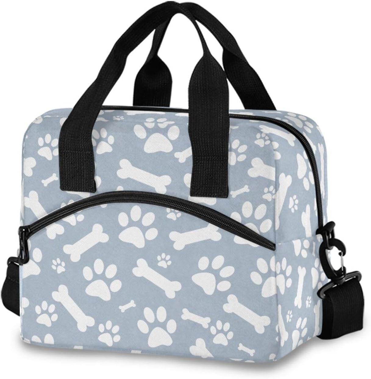 BESTKITTY Dog Paw Print Lun Bag Lun Box for Man and Women, Large acity ...