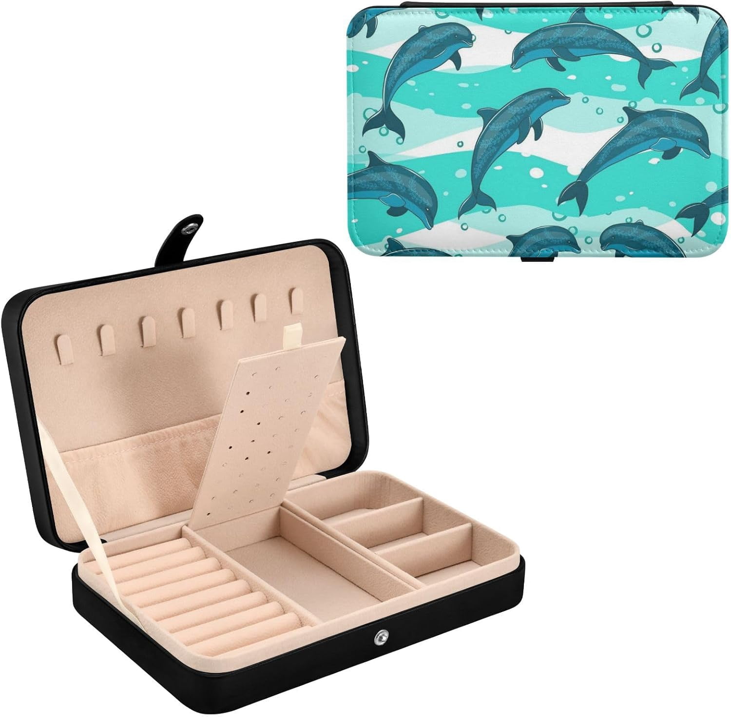 BESTKITTY Dolphin Jewelry Box for Women Girls, Portable PU Leather ...